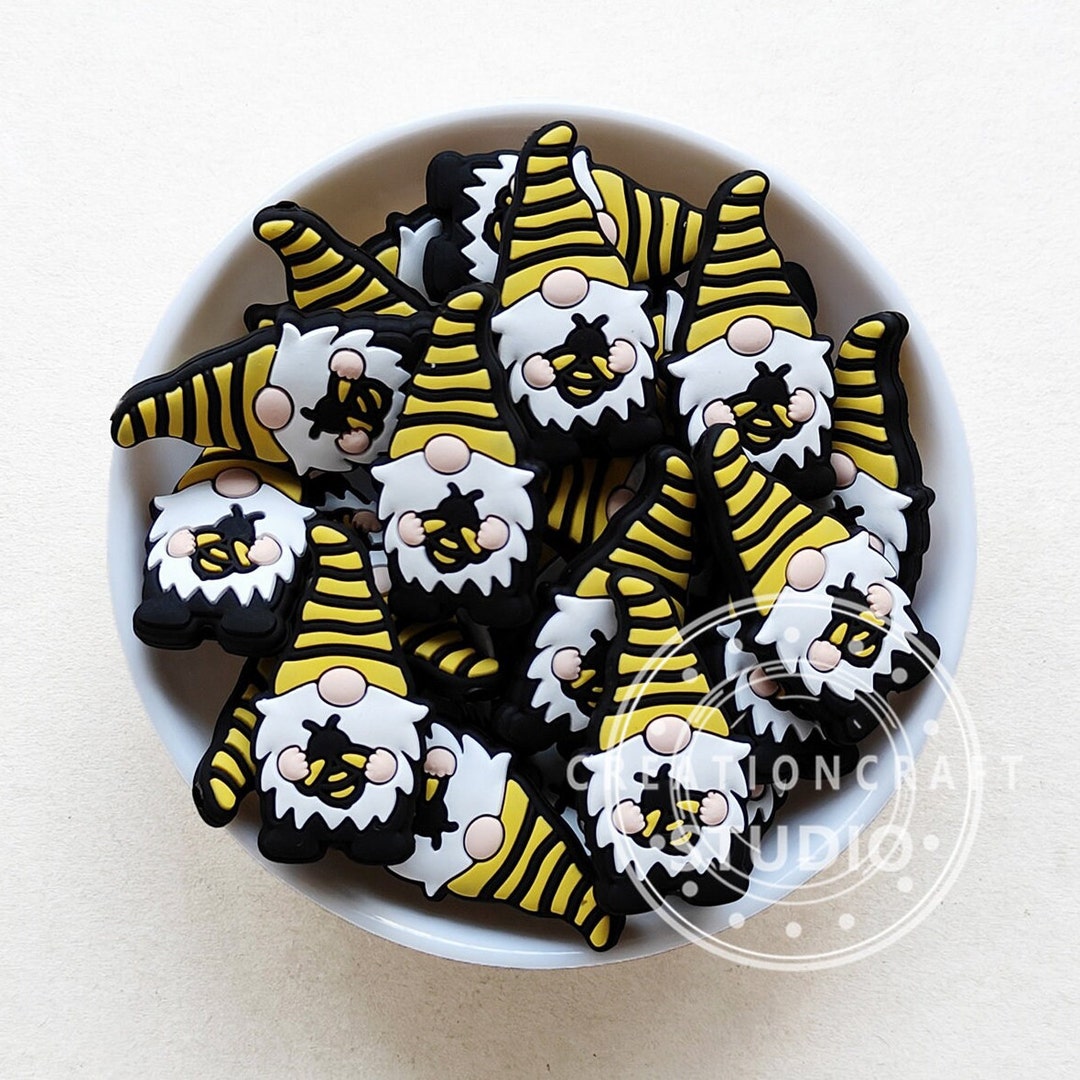 Bumble Bee Gnomes Silicone Beads, Bee Gnomes Focal Beads, World Bee Day ...
