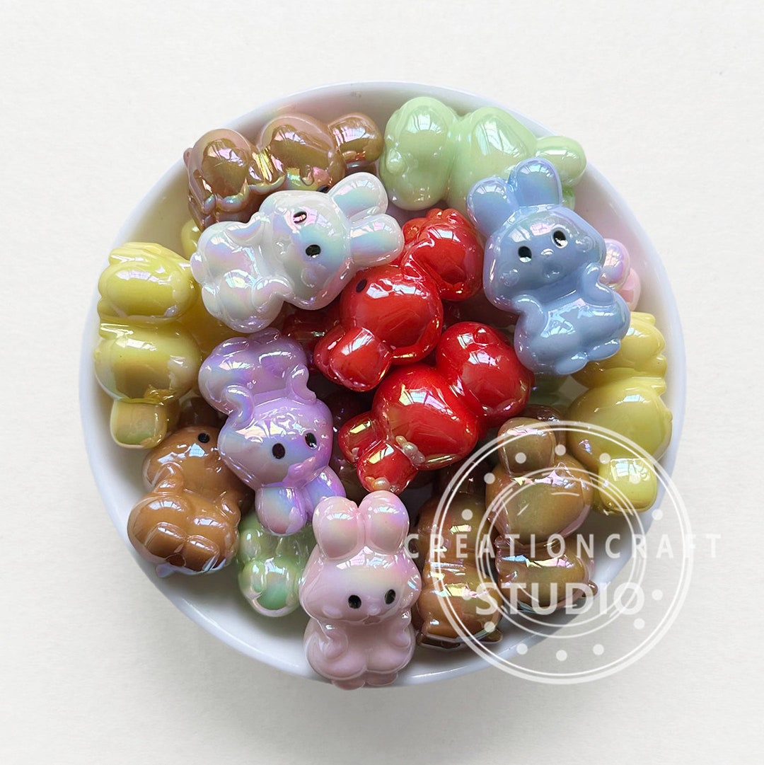 Rabbit Beads, Glossy Acrylic Focal Beads, Bunny Shape Beads, Pen Beads ...