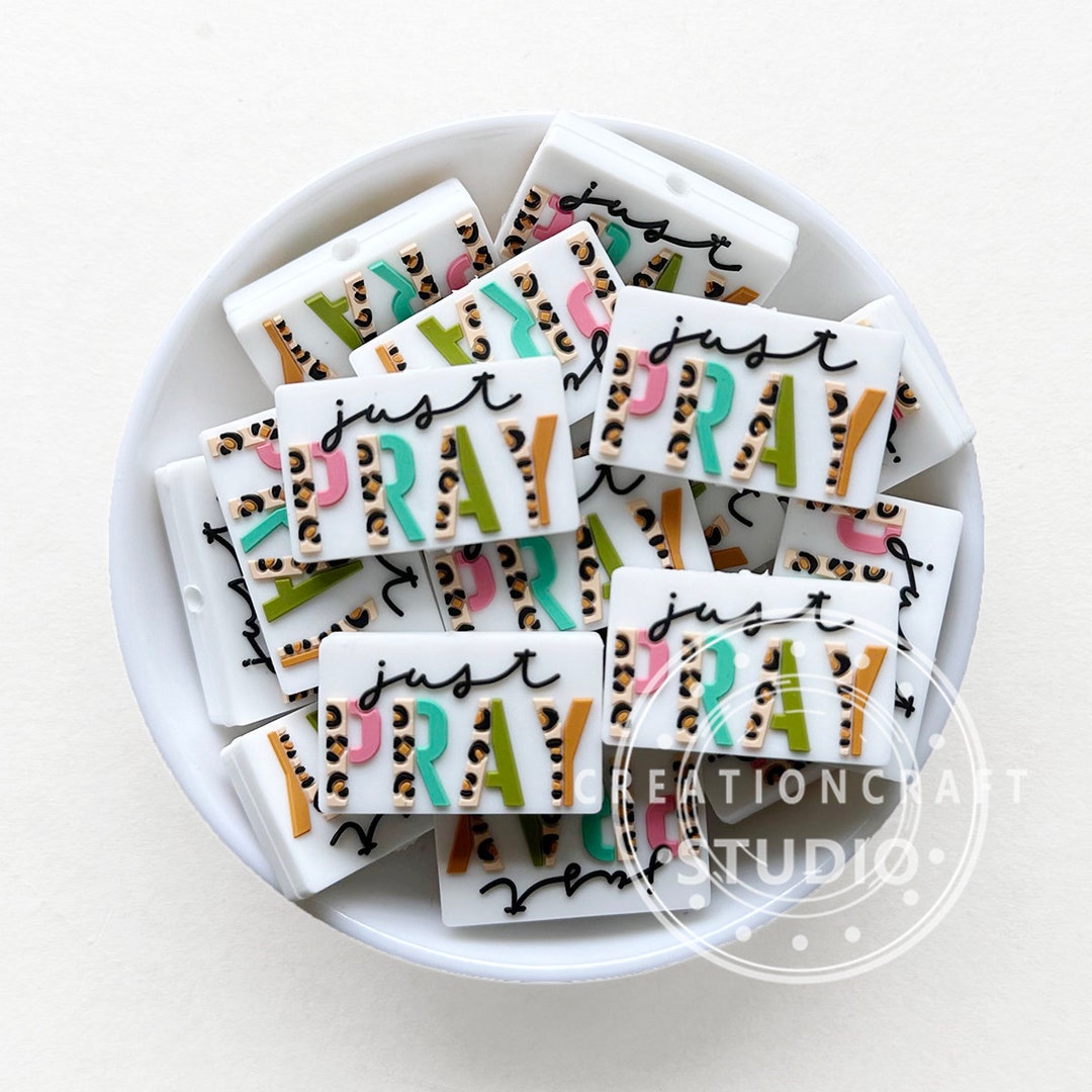 Just Pray Silicone Beads, Christian Pray Beads, Religious Beads, Focal ...
