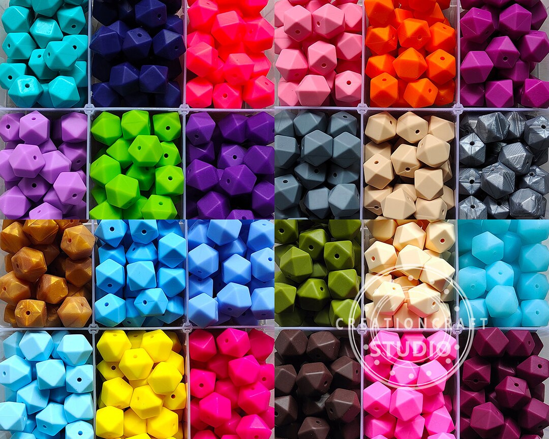 14/17mm Hexagon Silicone Beads, Bulk Beads, Hexagon Beads, Geometric ...
