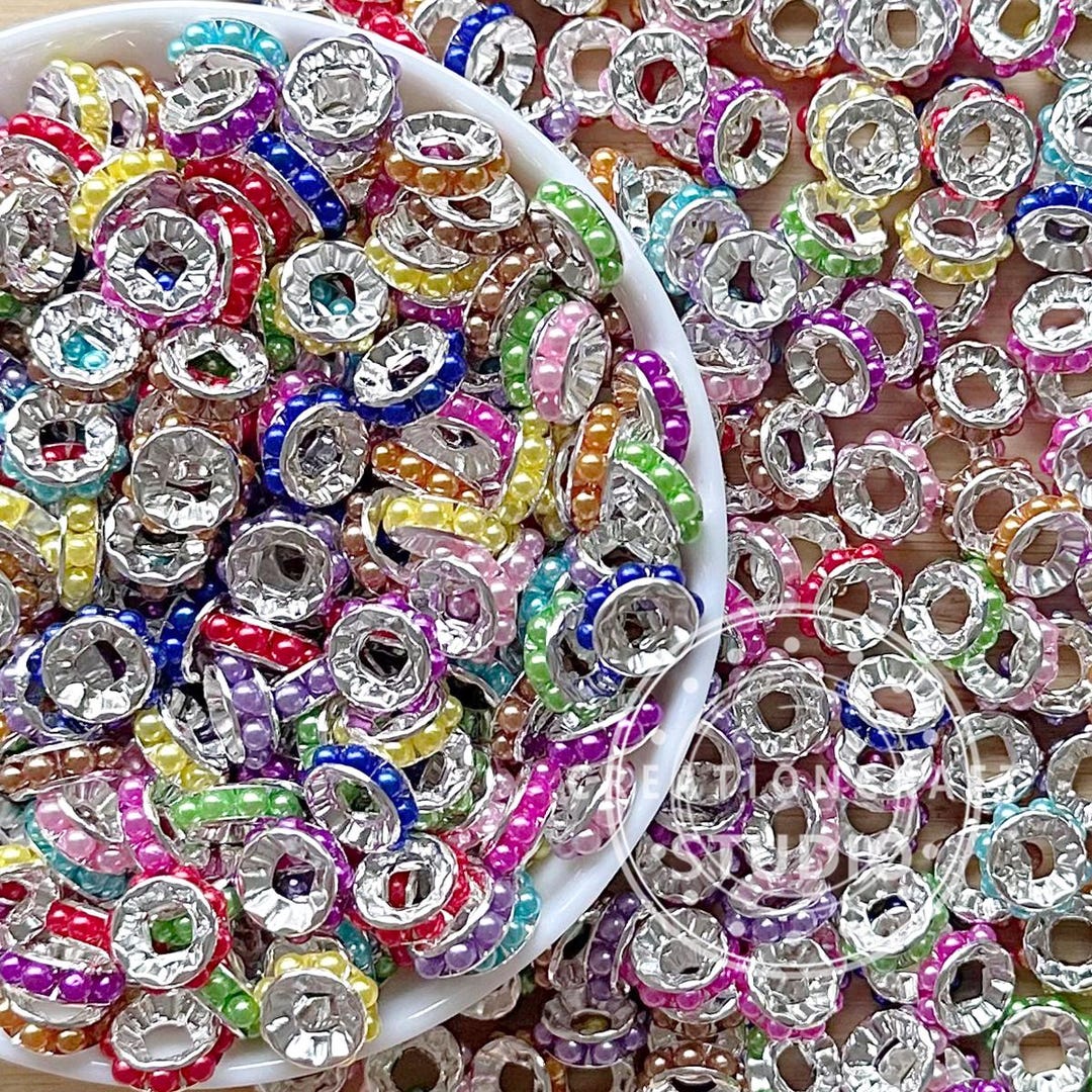 Pearls Metal Spacers 10mm,50pcs Bead Pack,colorful Mixed Spacer Beads ...