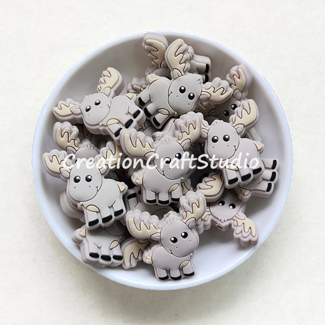 Rosy Brown Moose Silicone Beads, Wholesale Silicone Beads, Cartoon ...
