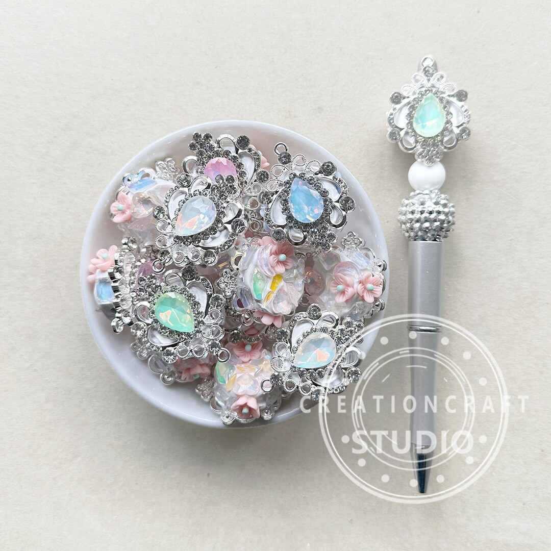 Sparkle Crystal Rhinestone Beads, Floral Polymer Clay Beads, Gem Fancy ...