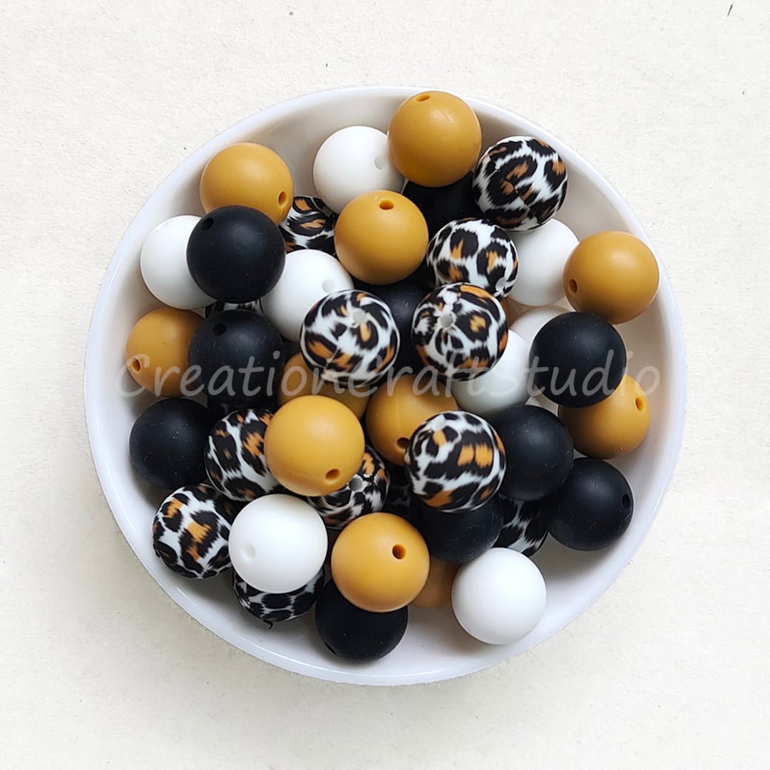 Mixed Lot, Tiger Leopard Beads, Wholesale Round 12/15mm Silicone Beads ...