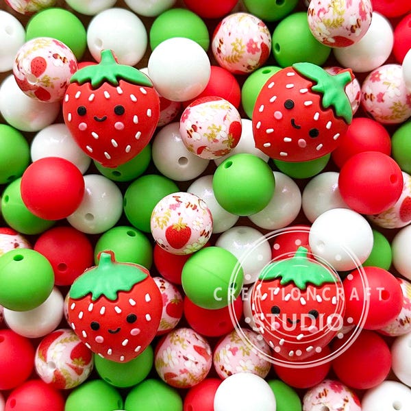 Strawberry Beads - Etsy