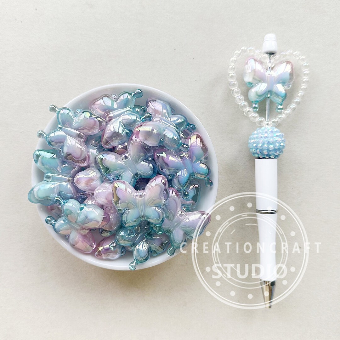 Iridescent Acrylic Butterfly Focal Beads, Pen Focals Beads, Opal UV ...