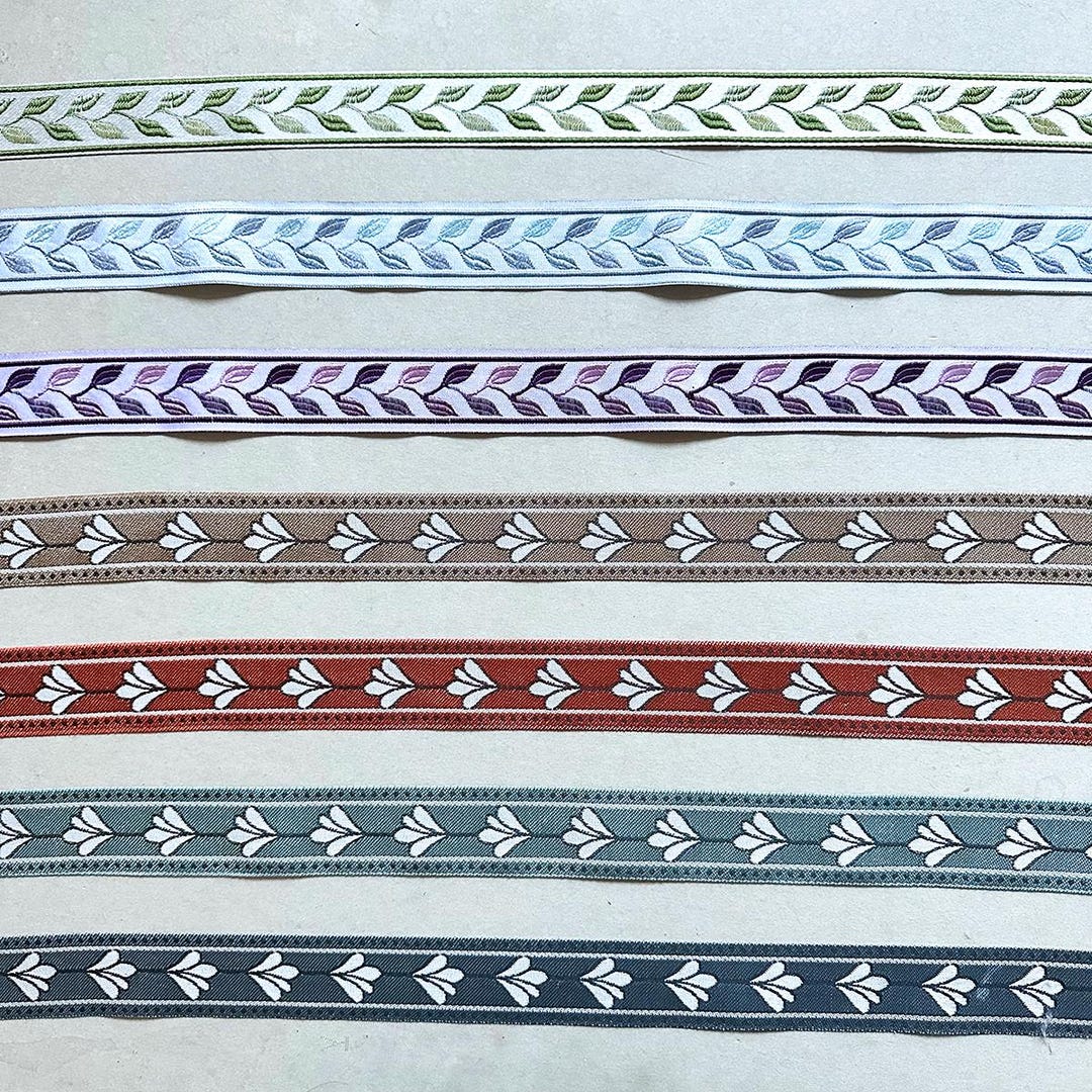 Ethnic Floral Embroidery Linen Jacquard Ribbon, Woven Border , Sewing ...