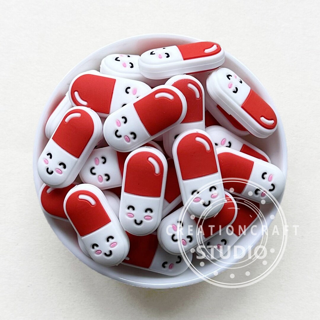 Pill Focal Silicone Beads, Pill Shape Beads, Bulk Beads Accessories ...