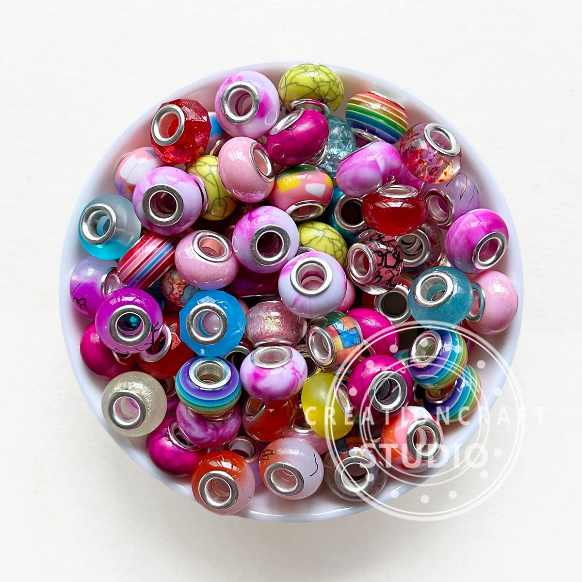 100pcs/lot Assorted Resin Beads, 14mm European Large Hole Beads, Spacer ...