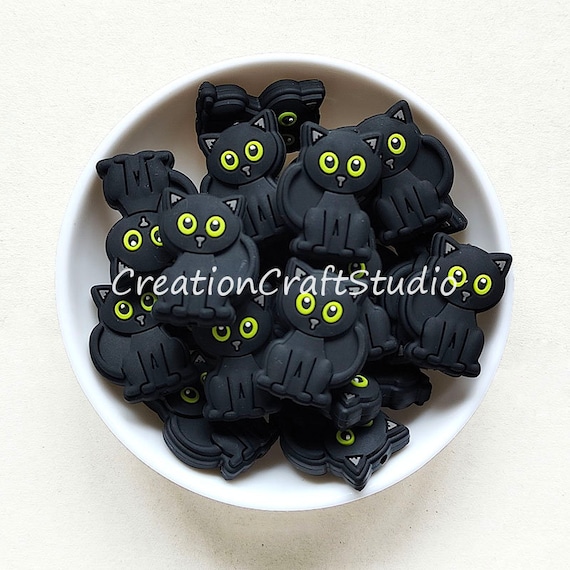 Cartoon Beads Cat Silicone Beads Silicone Focal Beads Black - Etsy