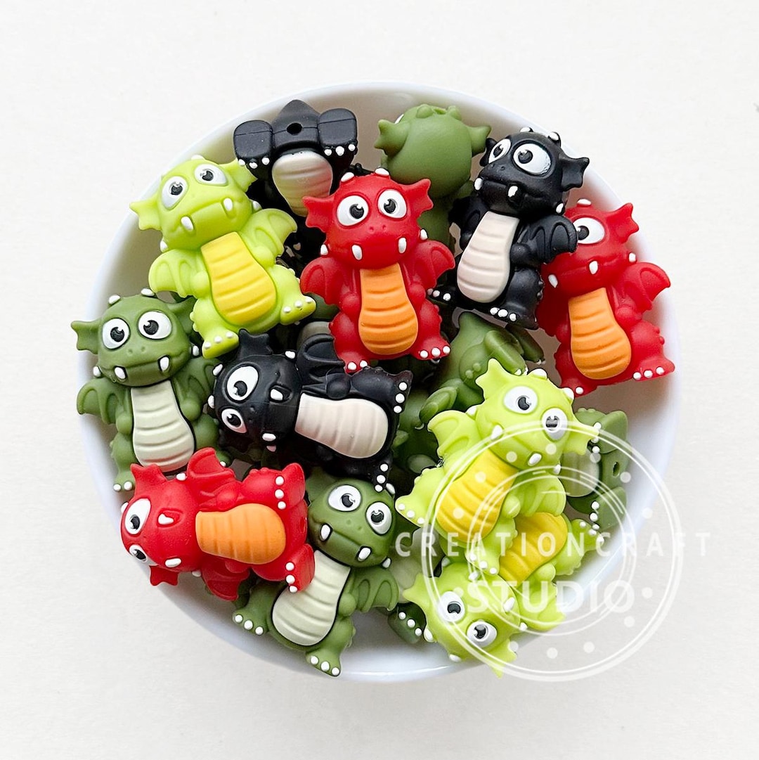 New 3D Dinosaur Focal Beads,random Mix Color Dinosaur Shape Beads ...