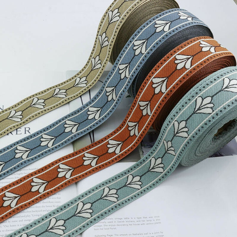 Ethnic Floral Embroidery Linen Jacquard Ribbon Woven Border - Etsy
