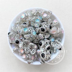 Metal Bead Cap With Crystals, Sparkle Rhinestone Gem Bead Cap, End Caps ...