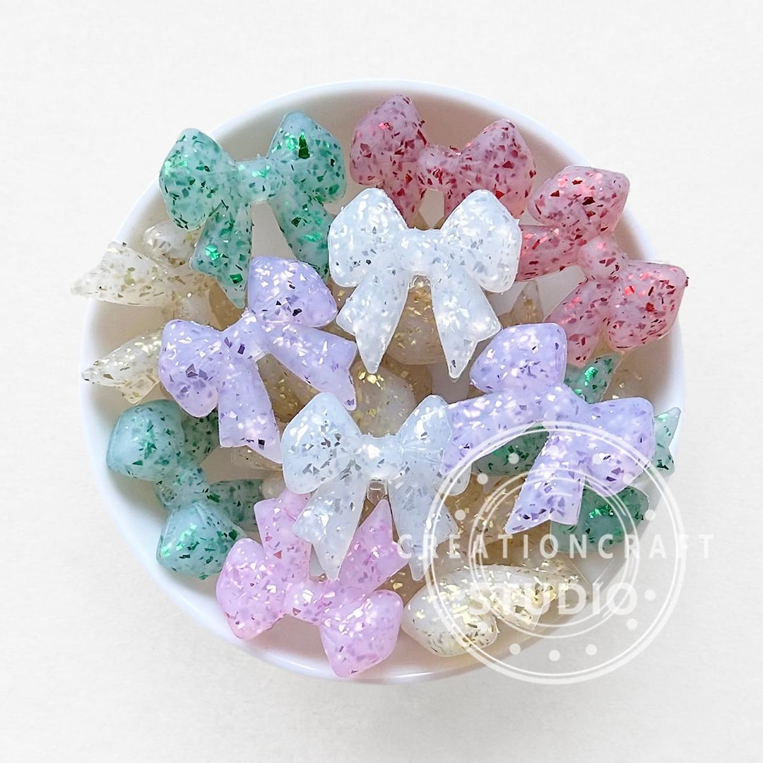 Sparkle Ribbon Bowknot Beads,glitter 3D Bow Silicone Beads,shape Beads ...