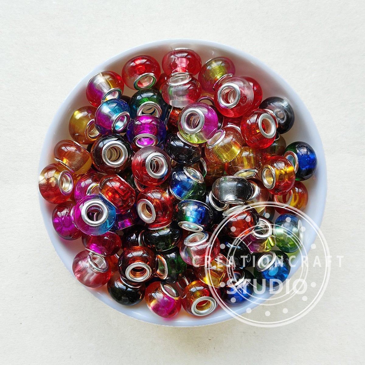 Resin Imitation Glass Bead, Large Hole Faceted Beads, European Lampwork ...