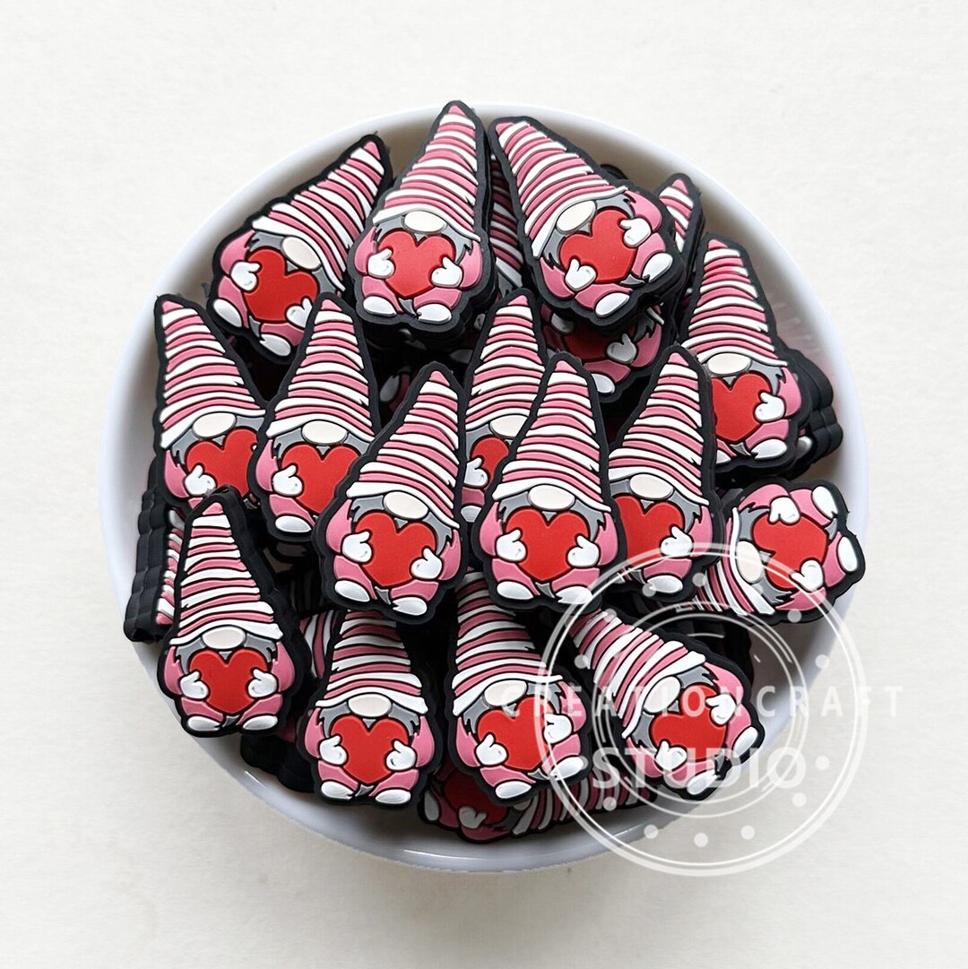 Valentine's Day Gnome Focal Silicone Beads, Love Gnome Beads - Etsy