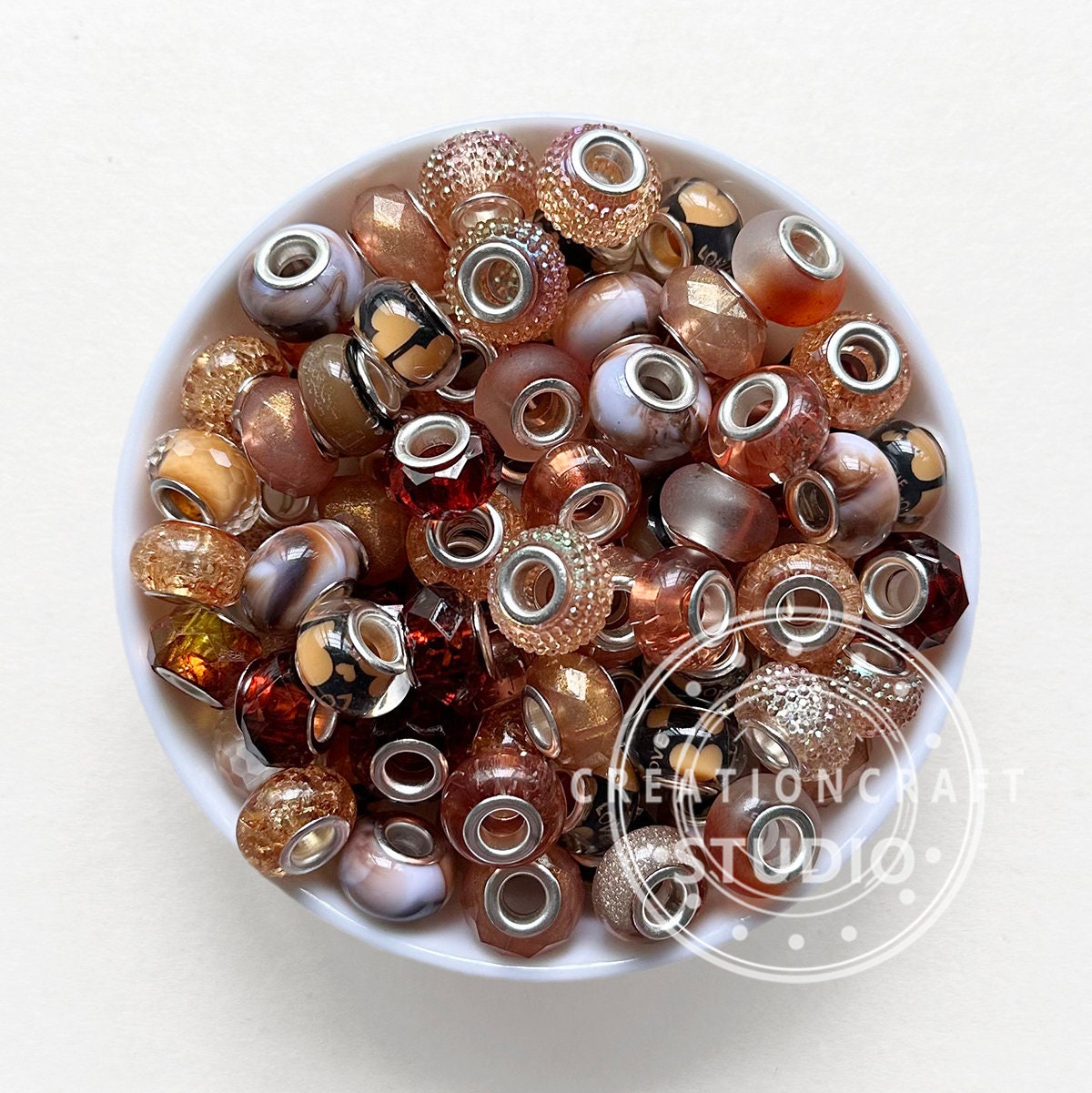 100pcs Large Hole Beads Mix, European Beads, Assorted Spacer Beads ...