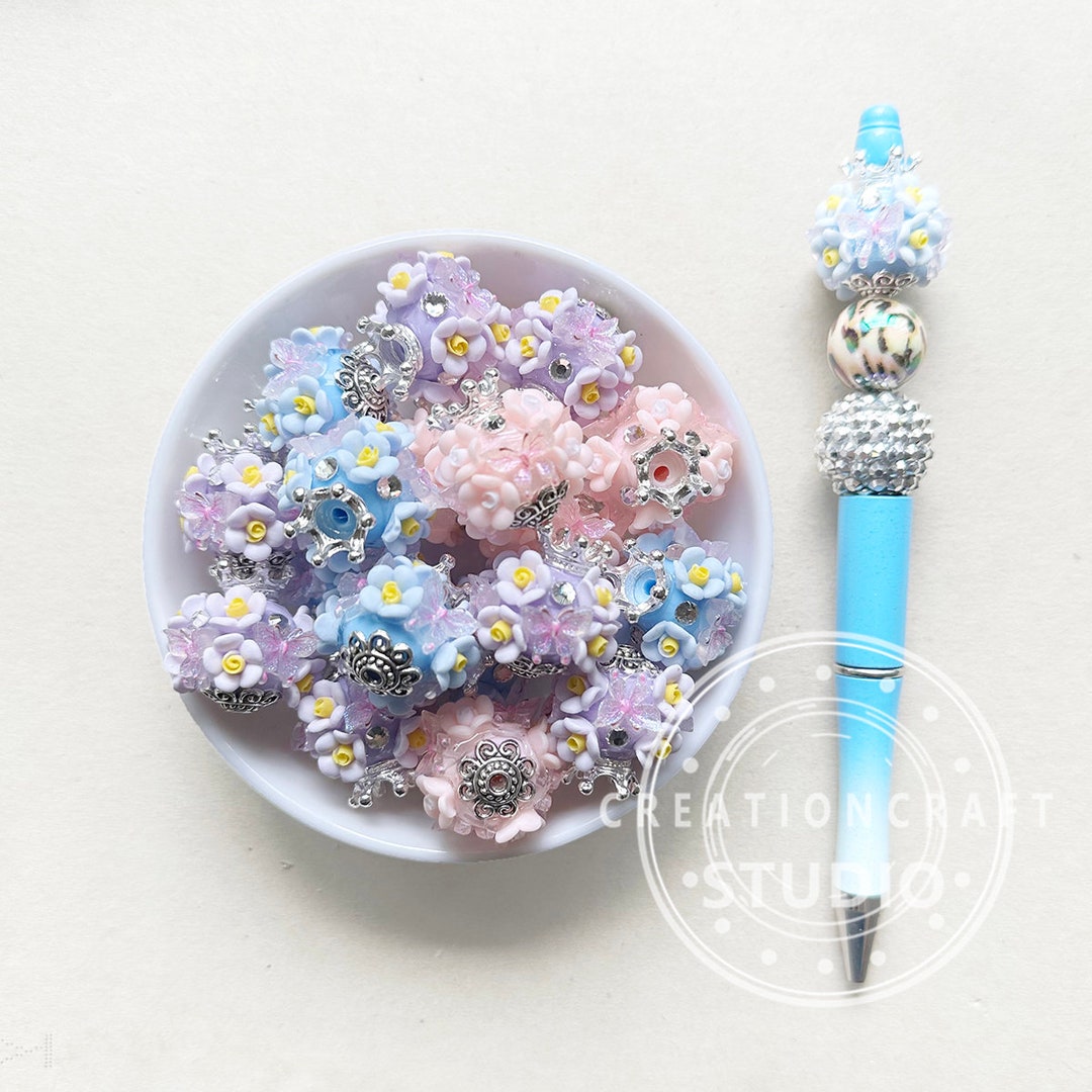Flower Acrylic Beads, Crown Floral Butterfly Fancy Beads, Rhinestone ...
