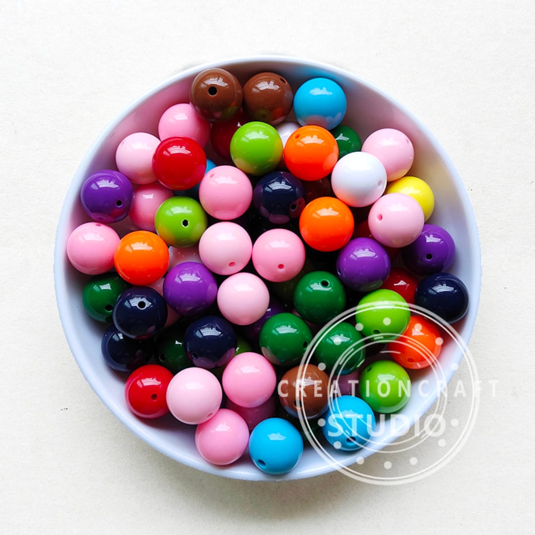 20mm Chunky Bubblegum Beads,assorted Round Resin Loose Beads,arcylic ...