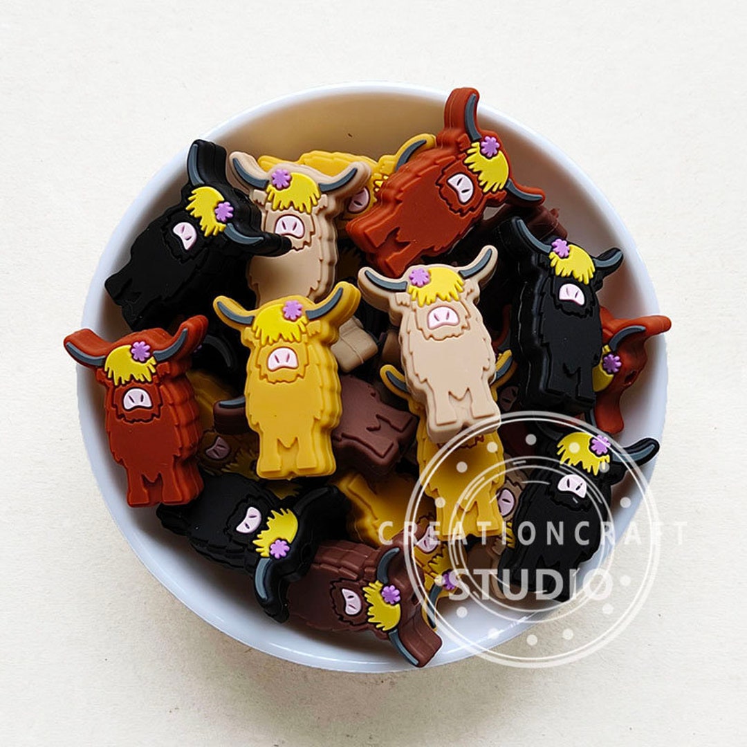 Highland Cow Charm Beads, Animal Beads, Focal Silicone Beads, Bulk ...