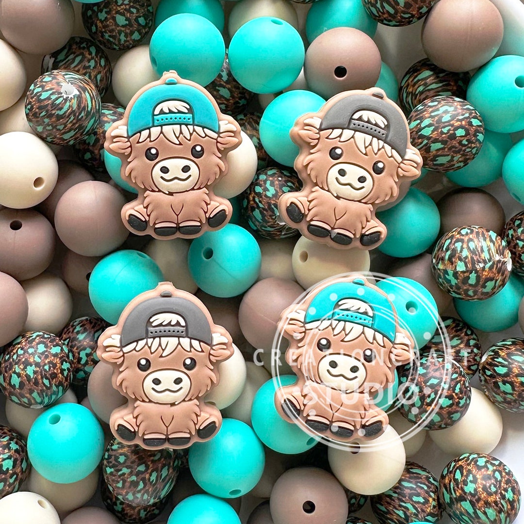 Highland Cow Focal Assorted Beads, 15mm Beads, Print Beads, Loose ...