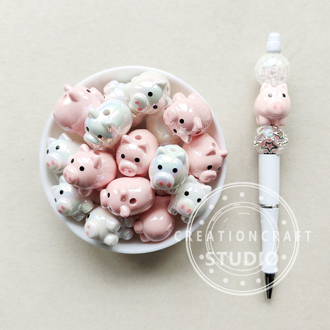 Pig Acrylic Beads, DIY Pen Focal Beads, Chunky Beads, Pig Focal Beads ...