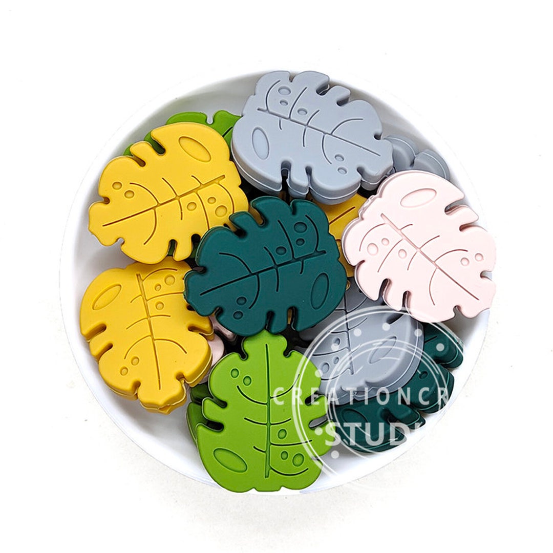 Wholesale Beads, 1-100pcs Monstera Leaf Silicone Beads, Focal Loose ...