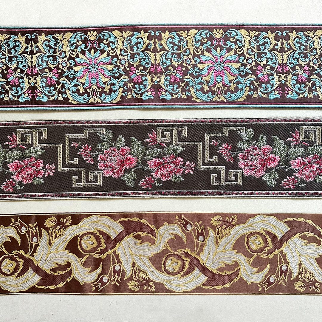 Floral Jacquard Ribbon, Braid Trim Sewing Embroidery, Woven Border ...