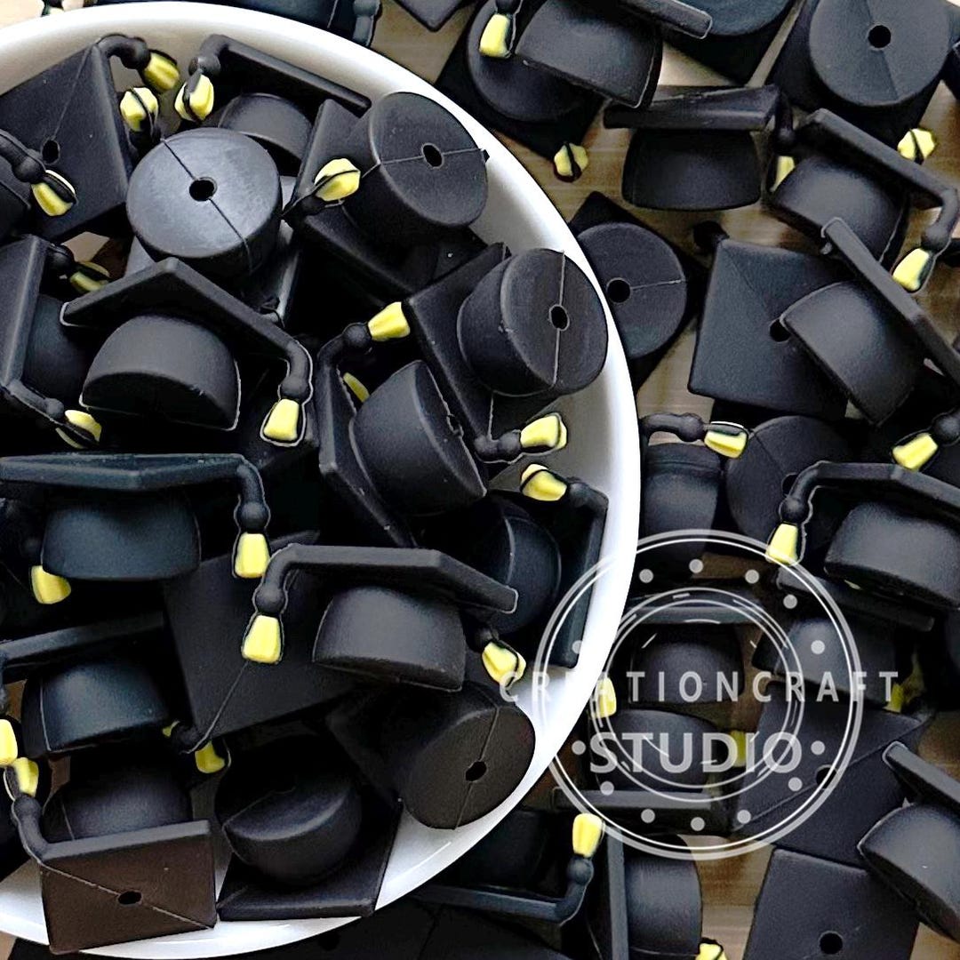 3D Graduation Hat Beads,focal Beads,silicone Beads,keychain Beads,for ...