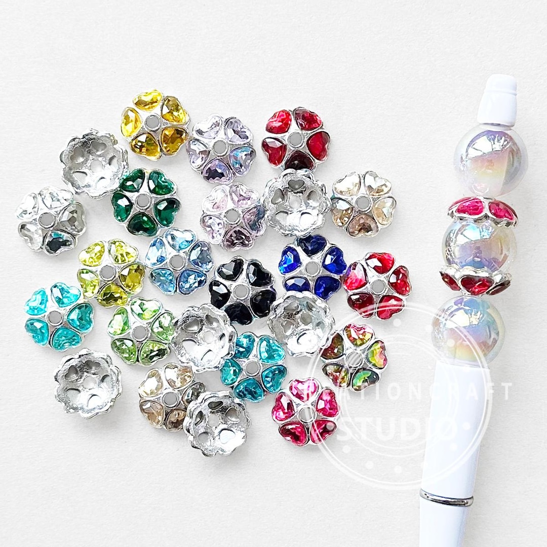 Heart Rhinestone Bead Cap,bling Crystals Bead Cap,gem Metal Bead Cap ...