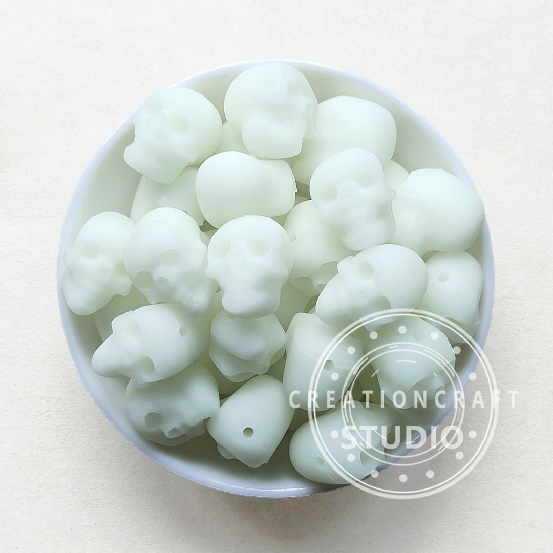 Glow in the Dark Skull Beads,transparent White Skull Silicone Beads ...