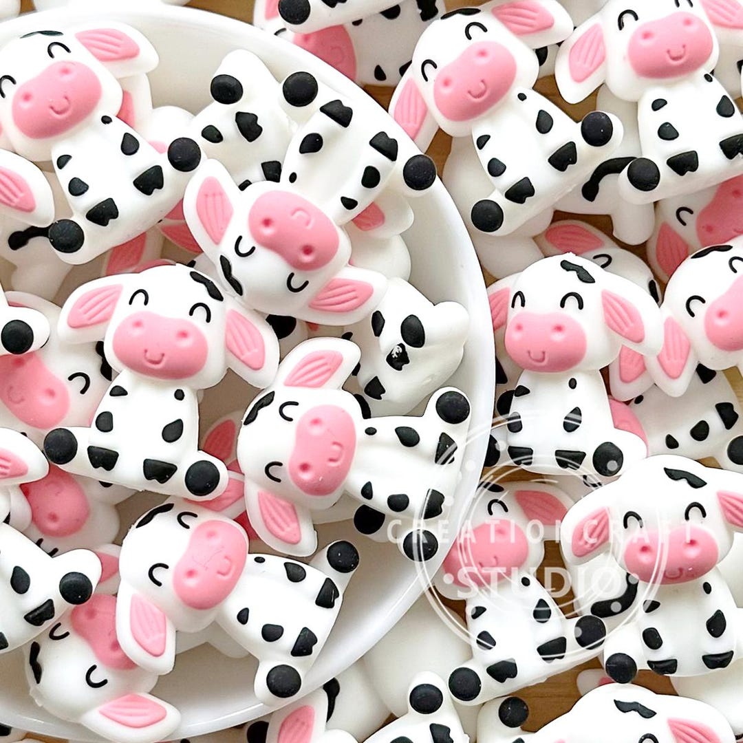 3D Cow Focal Beads,cow Beads,jewelry Silicone Beads,knitting Needle ...