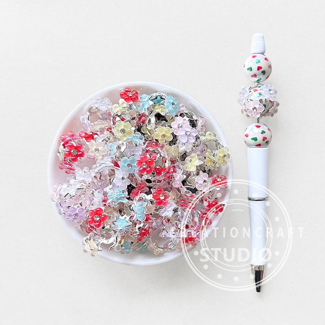 Flower Metal Bead Cap for Pen Beadable,fancy Rhinestone Bead Cap Fit ...