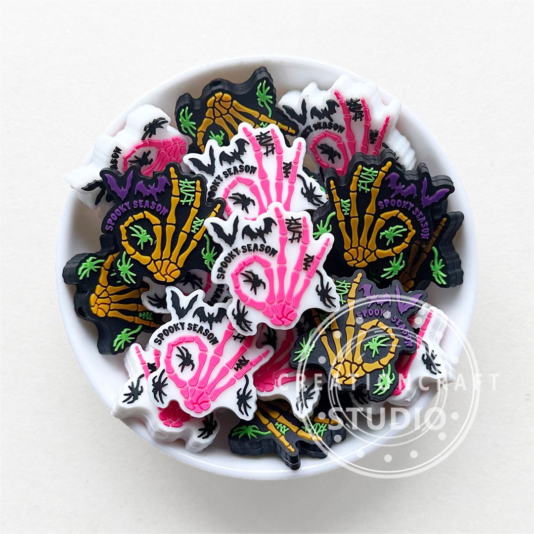 Spooky Silicone Beads, Halloween Skeleton Hand Beads, Horror Silicone ...