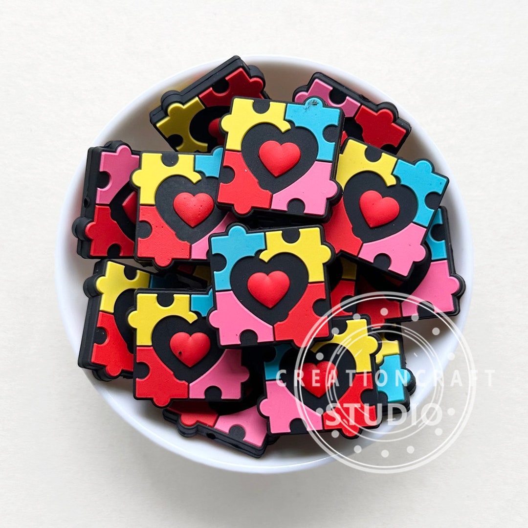 Puzzle Silicone Beads, Puzzle Focal Beads, Love Puzzle Beads - Etsy