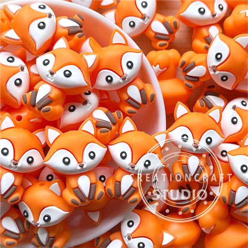 3D Fox Beads,animal Silicone Beads,bulk Beads,3d Focal Beads,diy ...