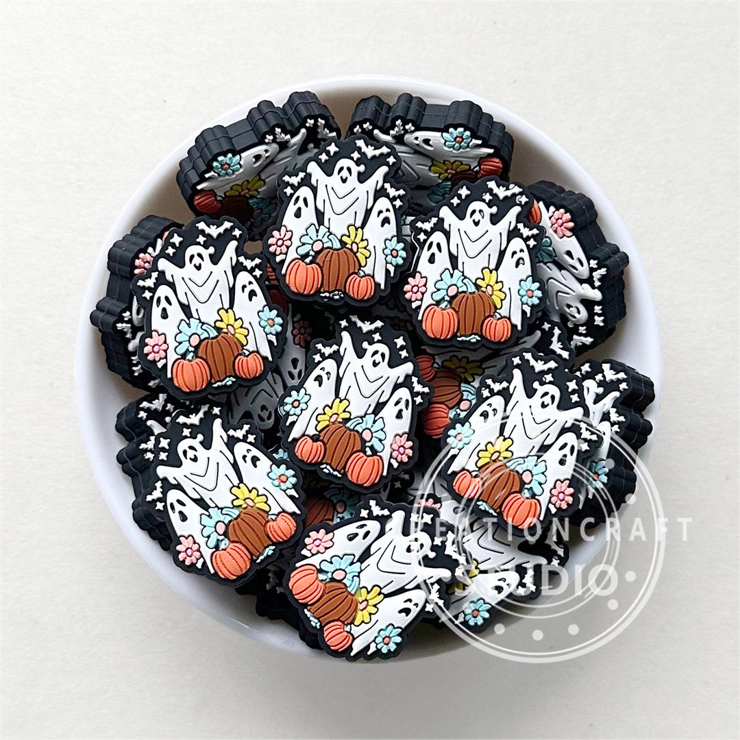 Halloween Silicone Beads, Spooky Ghost Beads, Cup Charm, Autumn Beads ...