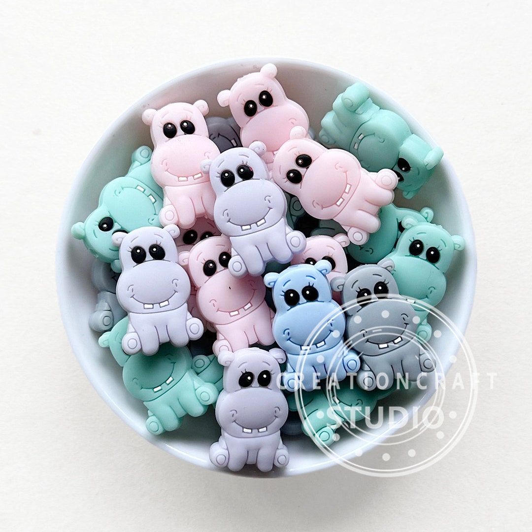 Mini Hippo Silicone Beads, 27*17mm Hippo Silicone Beads, DIY Keyring ID ...