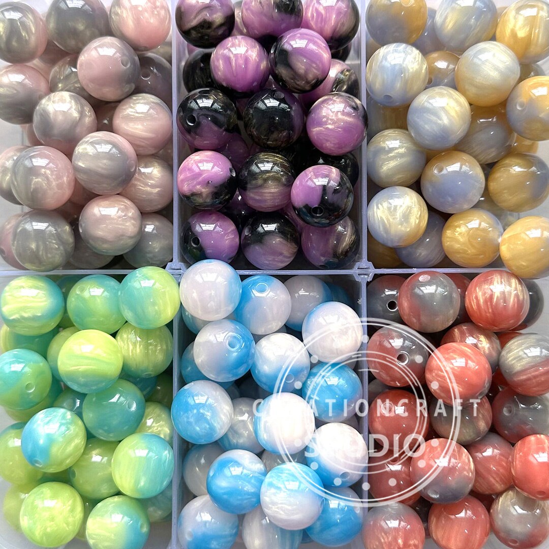 16mm Pearlescent Acrylic Beads, Round Gumball Bubblegum Beads, 16mm ...