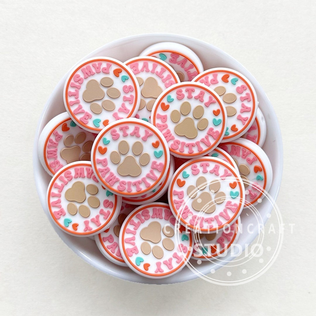 Stay Pawsitive Focal Silicone Beads, Cat Paw Focal Silicone Beads - Etsy