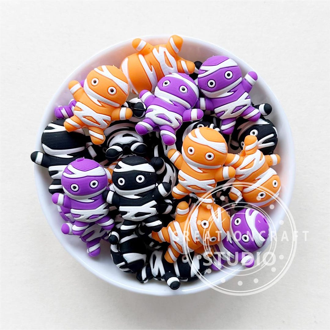 3D Mummy Focal Beads, Halloween Silicone Beads, Spooky Beads, Charm ...
