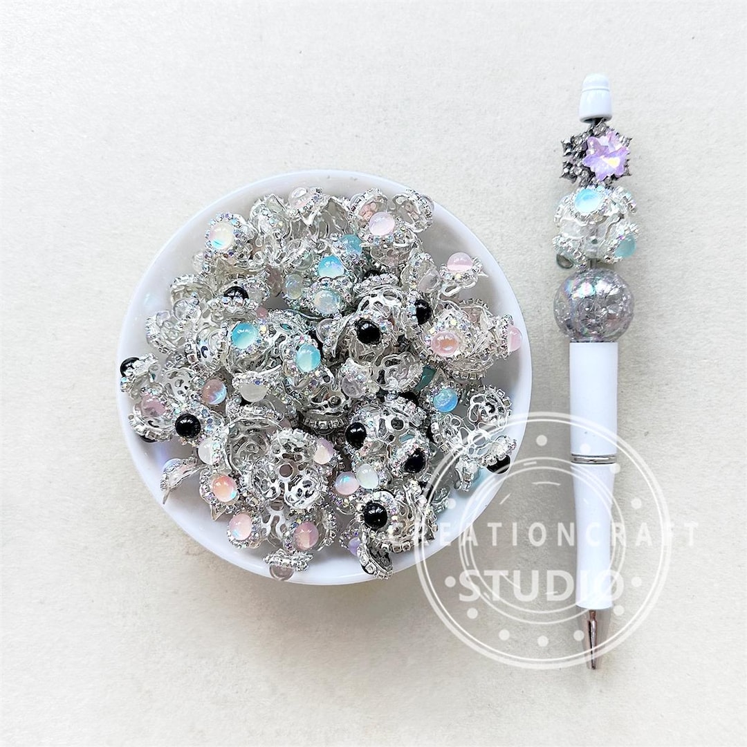 Metal Bead Cap With Crystals, Sparkle Rhinestone Gem Bead Cap, End Caps ...