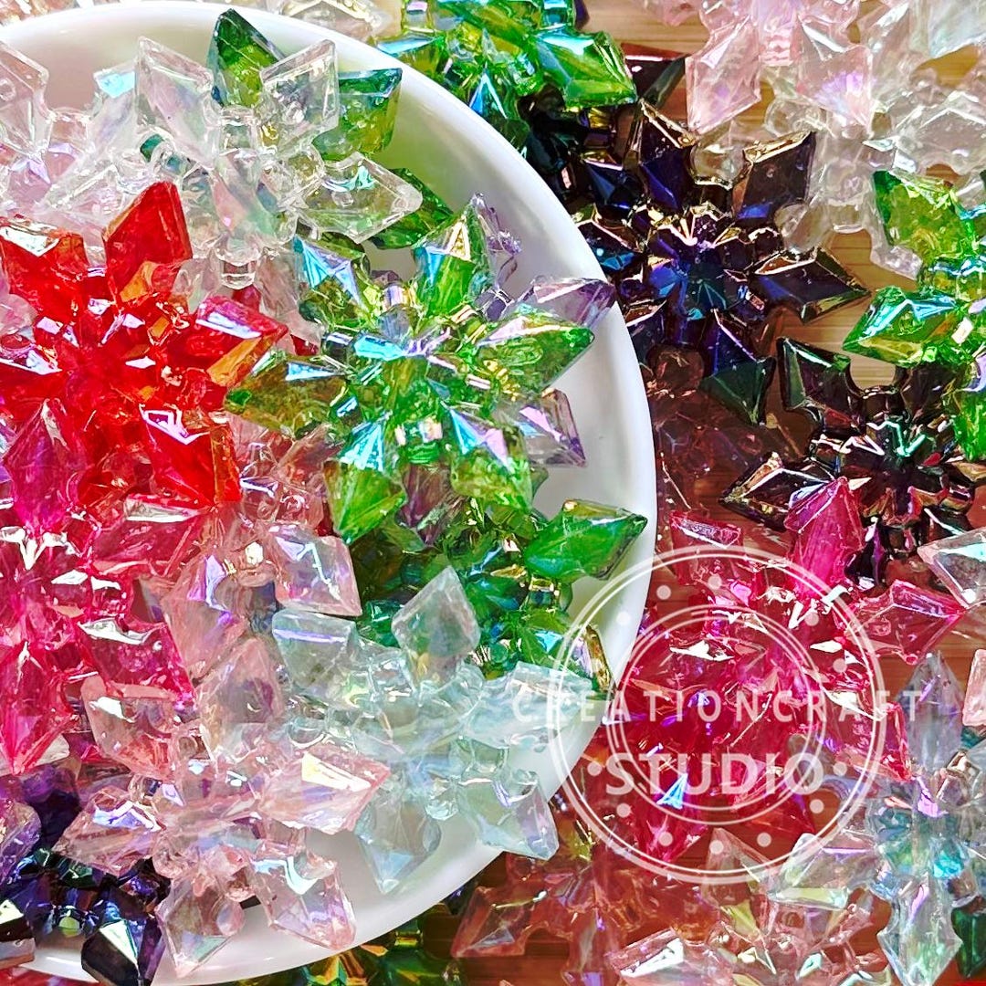 Clear UV Christmas Snowflake Acrylic Beads,mixed Color Snowflake Beads ...