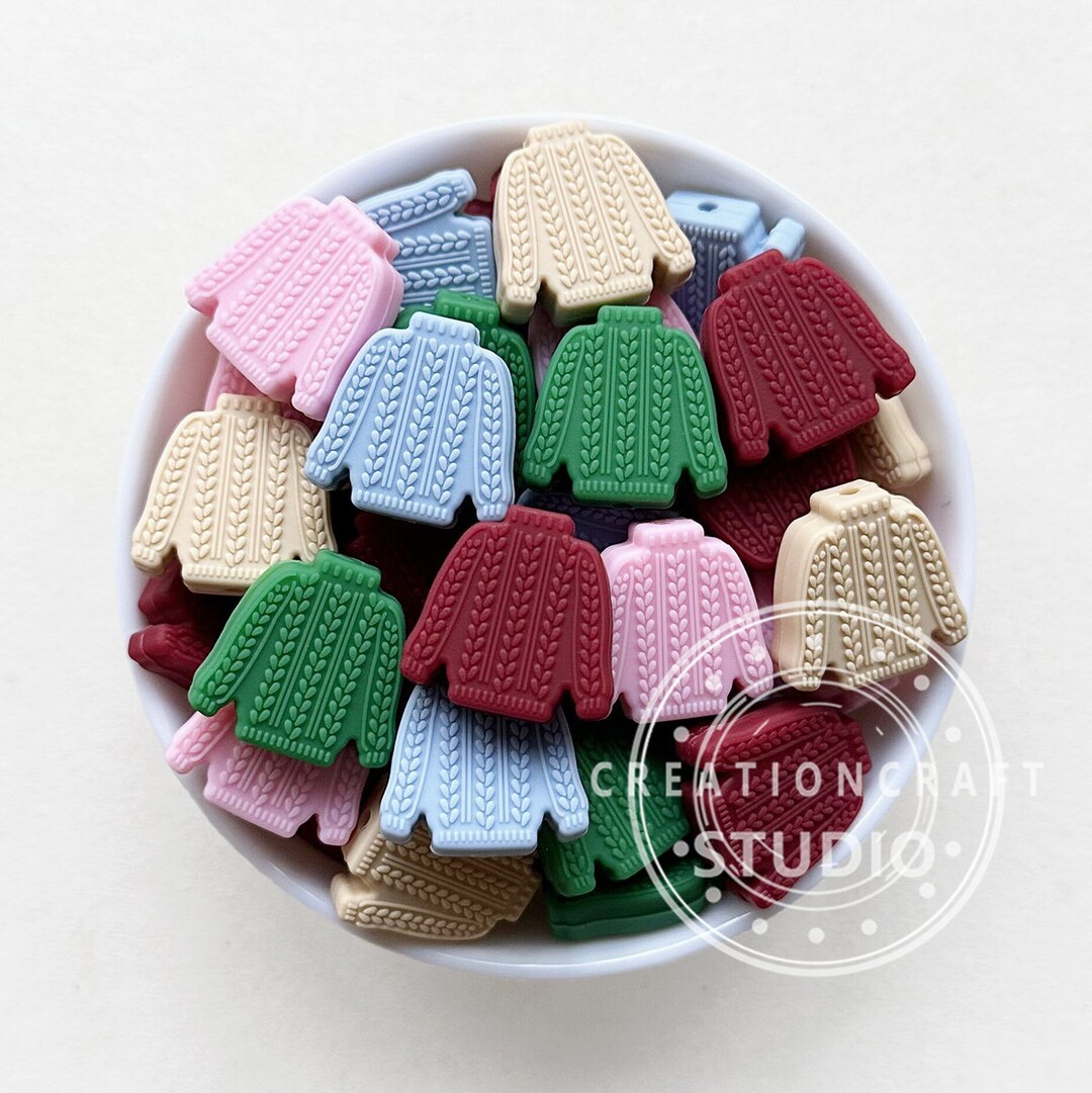 Sweater Beads, Silicone Sweater Shape Mixed Color Beads, Sweater Focal ...