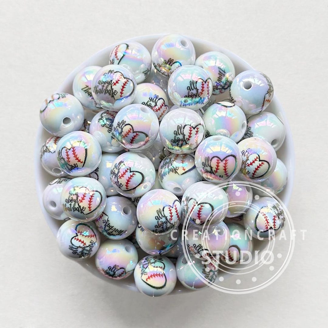 16mm Baseball Acrylic Beads,bubblegum Beads,sports Beads,uv Gumball ...