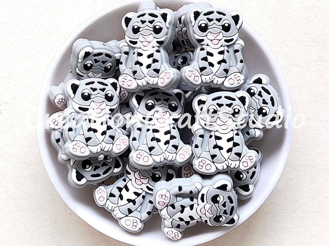 Grey Tiger Shape Silicone Beads, 23*29mm, DIY Teacher Lanyards ...