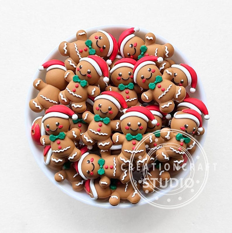 3D Gingerbread Man Shape Beads,christmas Silicone Focal Beads,for Pen ...