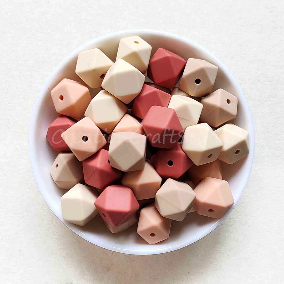 Mixed Color Silicone Beads for Necklace Jewelry Making, 14mm Hexagon ...