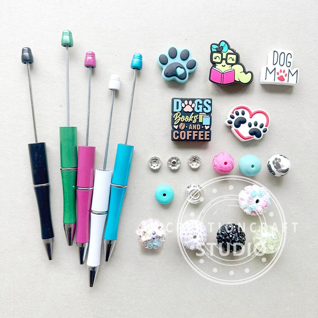 DIY Pen Kit, Loose Beads & 5pcs Ballpoint Pen Assorted Lot, Dog Focal ...
