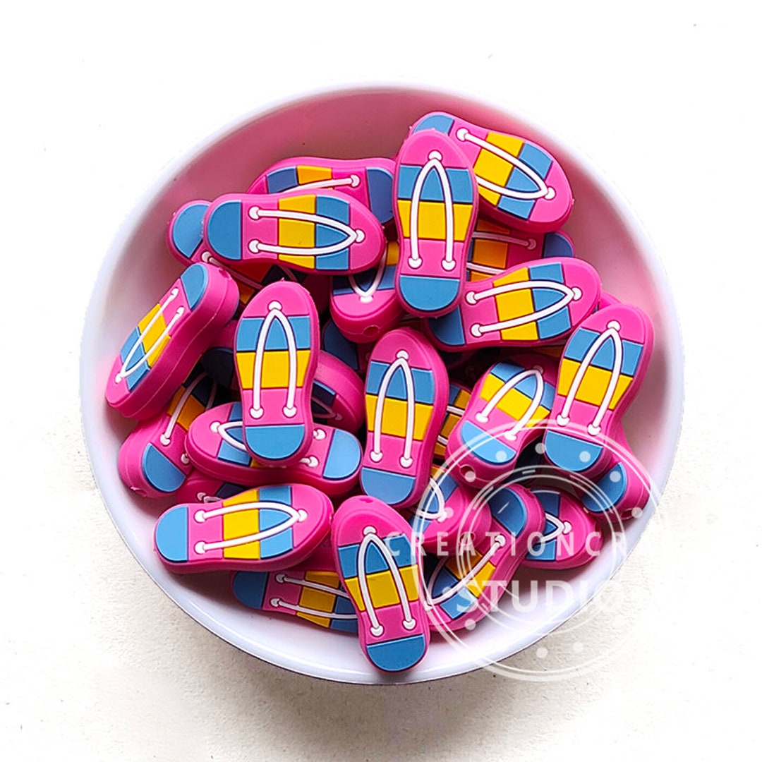 Flip Flop Shape Beads, 1329mm, Focal Silicone Beads, Silicone Loose ...